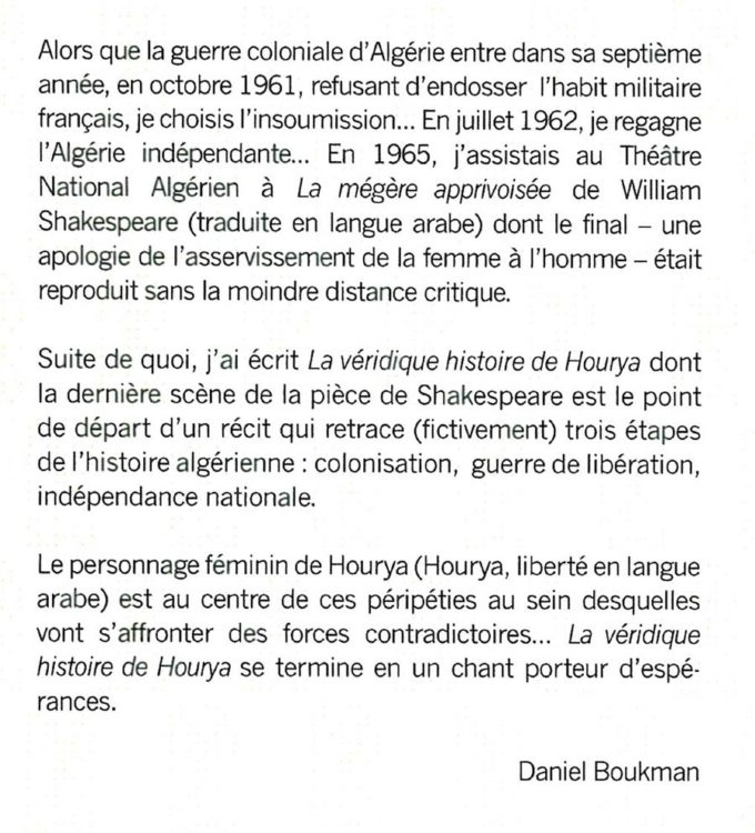 « La véridique histoire de Hourya » de Daniel Boukman